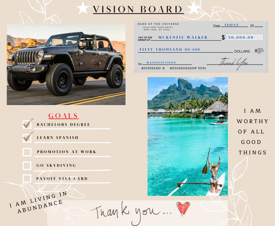 Vision Board Mini Poster Manifestation Board Dream Board Law of ...