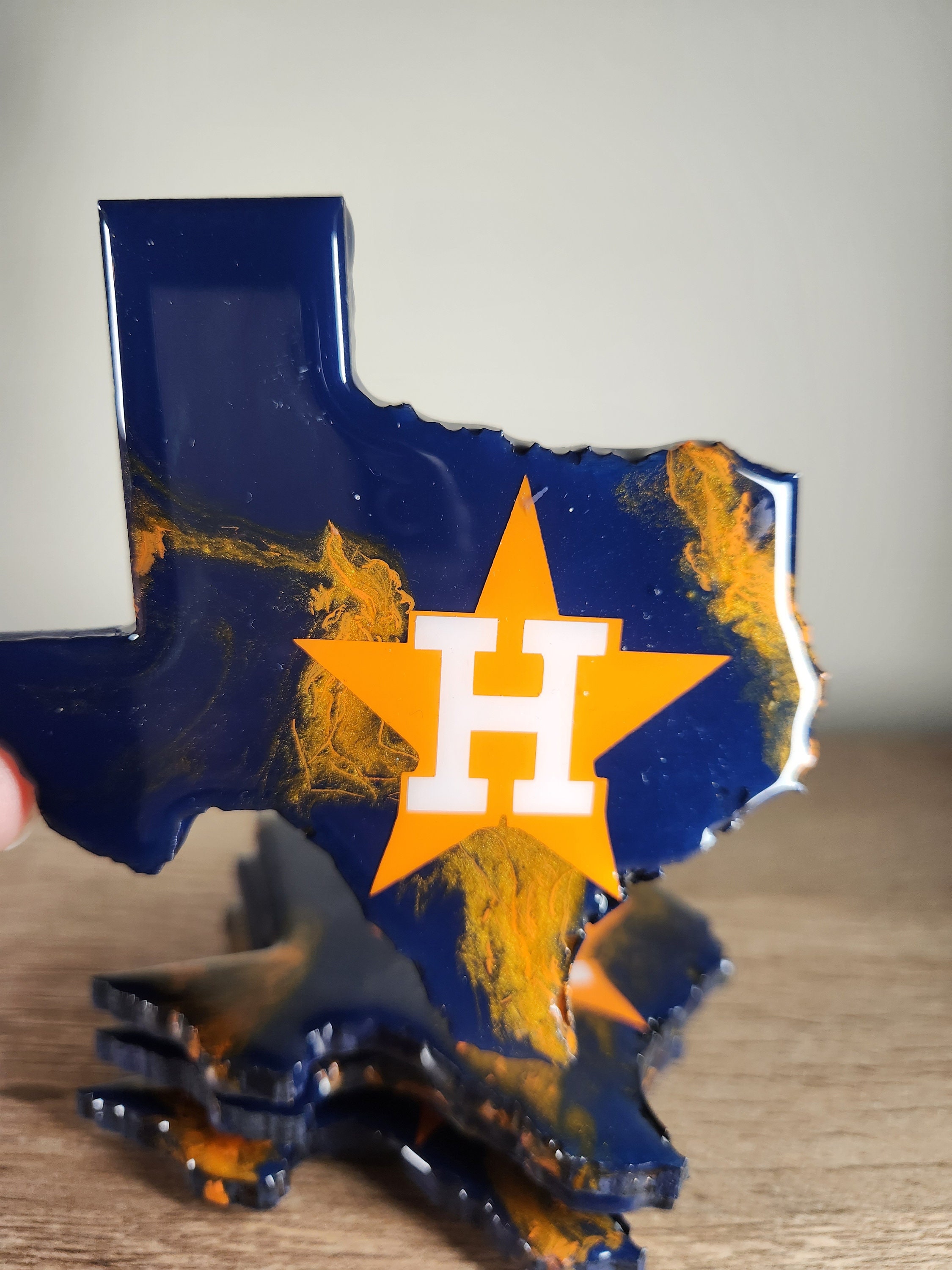 Handmade Houston Astro Themed 4 Piece Coaster Set, Texas, Sports Fan ...