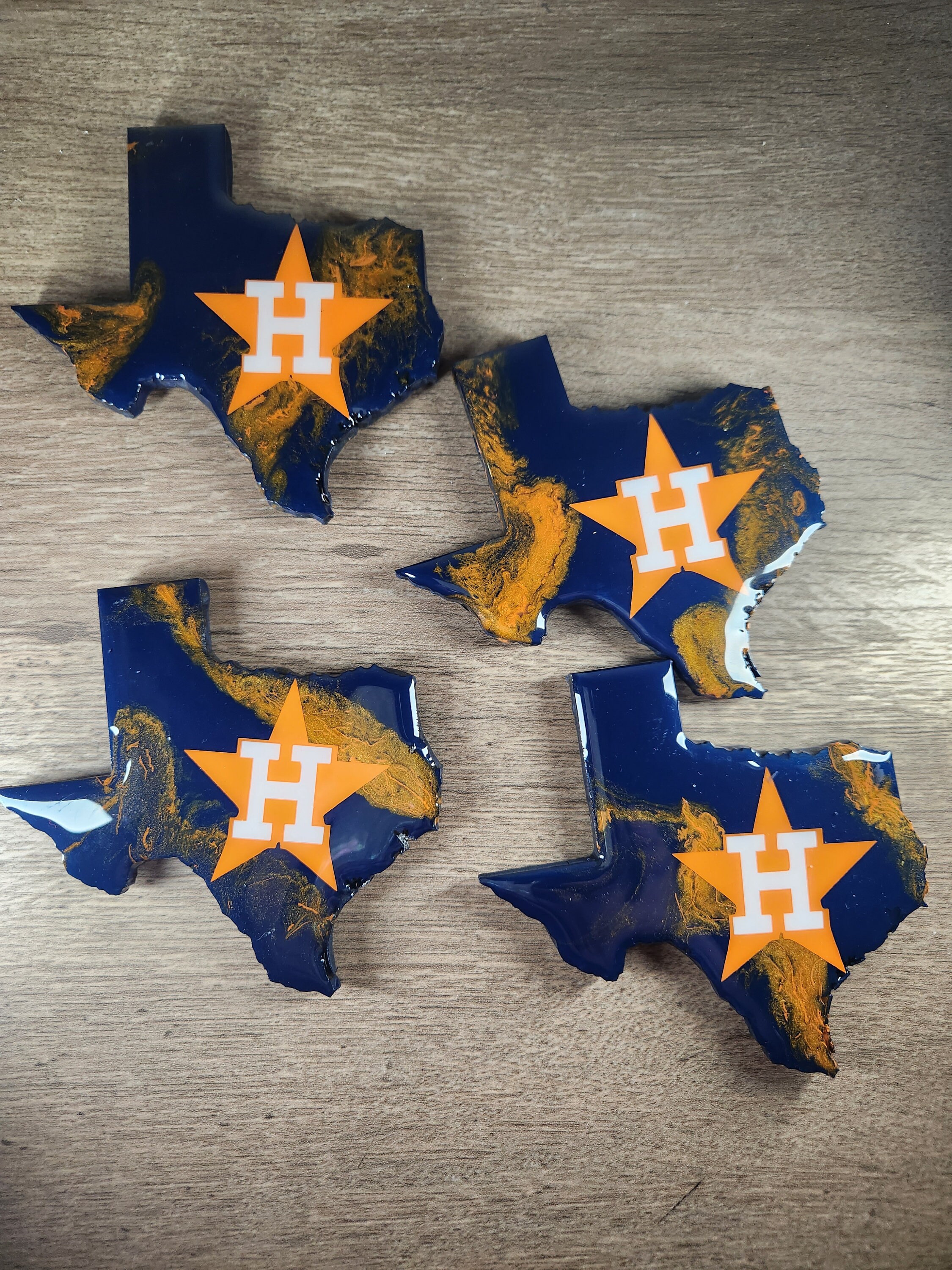 Handmade Houston Astro Themed 4 Piece Coaster Set, Texas, Sports Fan ...
