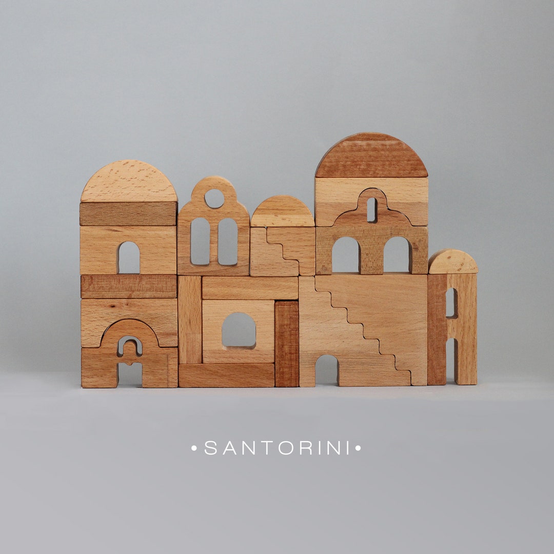 Greece Santorini | Natural Wooden Blocks | Birthday Gift | Building ...