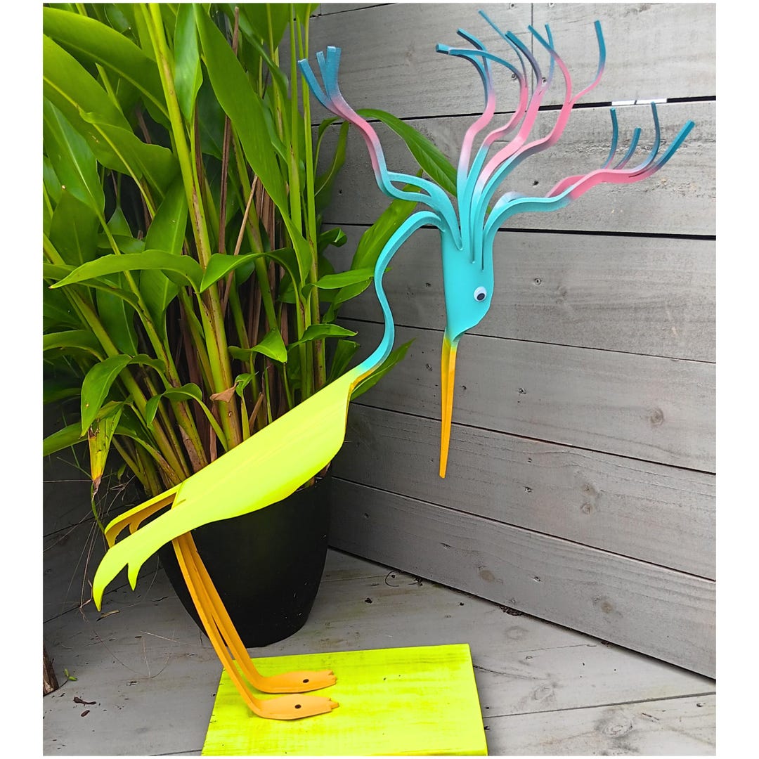 Handmade PVC Crane Yard Art: Whimsical Tiki Decor - Etsy