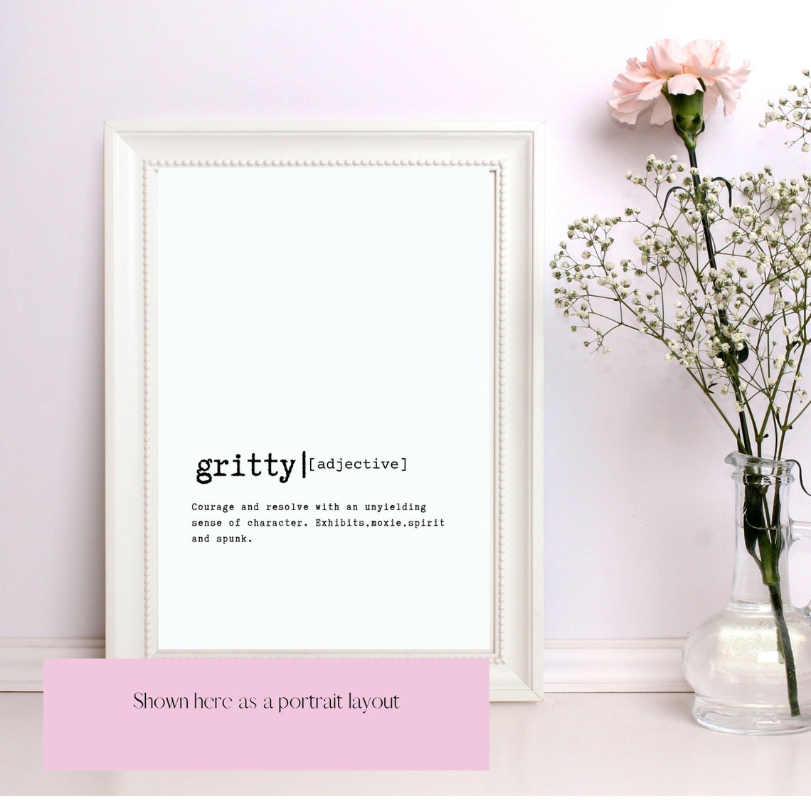 Grit Definition Sign Gritty Definition Poster Motivational | Etsy
