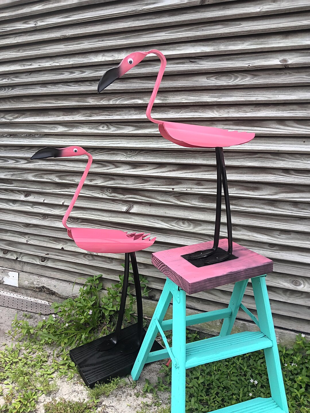 Handmade PVC Flamingo Pair: Tropical Yard Art Decor - Etsy