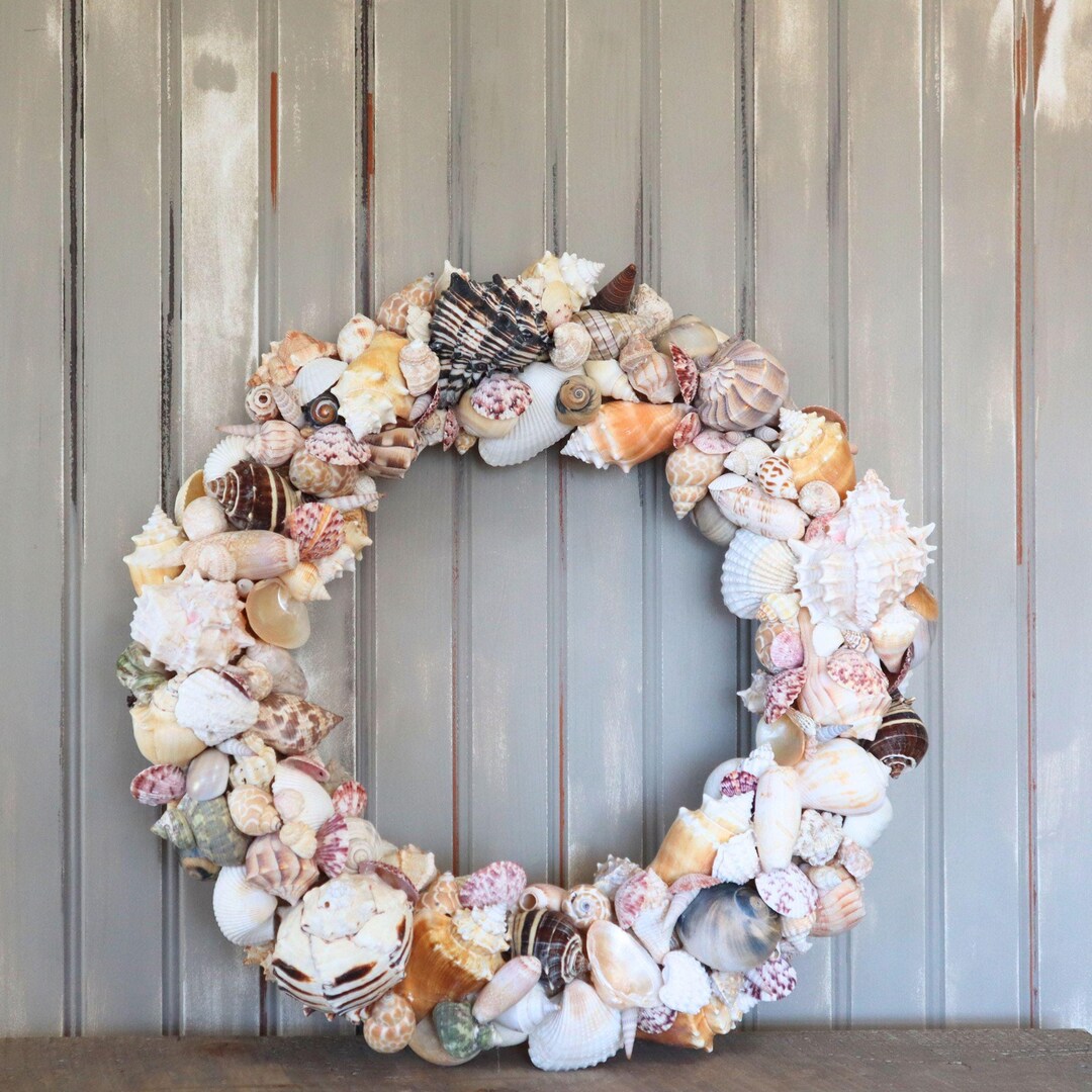 Seashell Wreath for Front Door Florida Seashell Wreath Beach Decor for ...