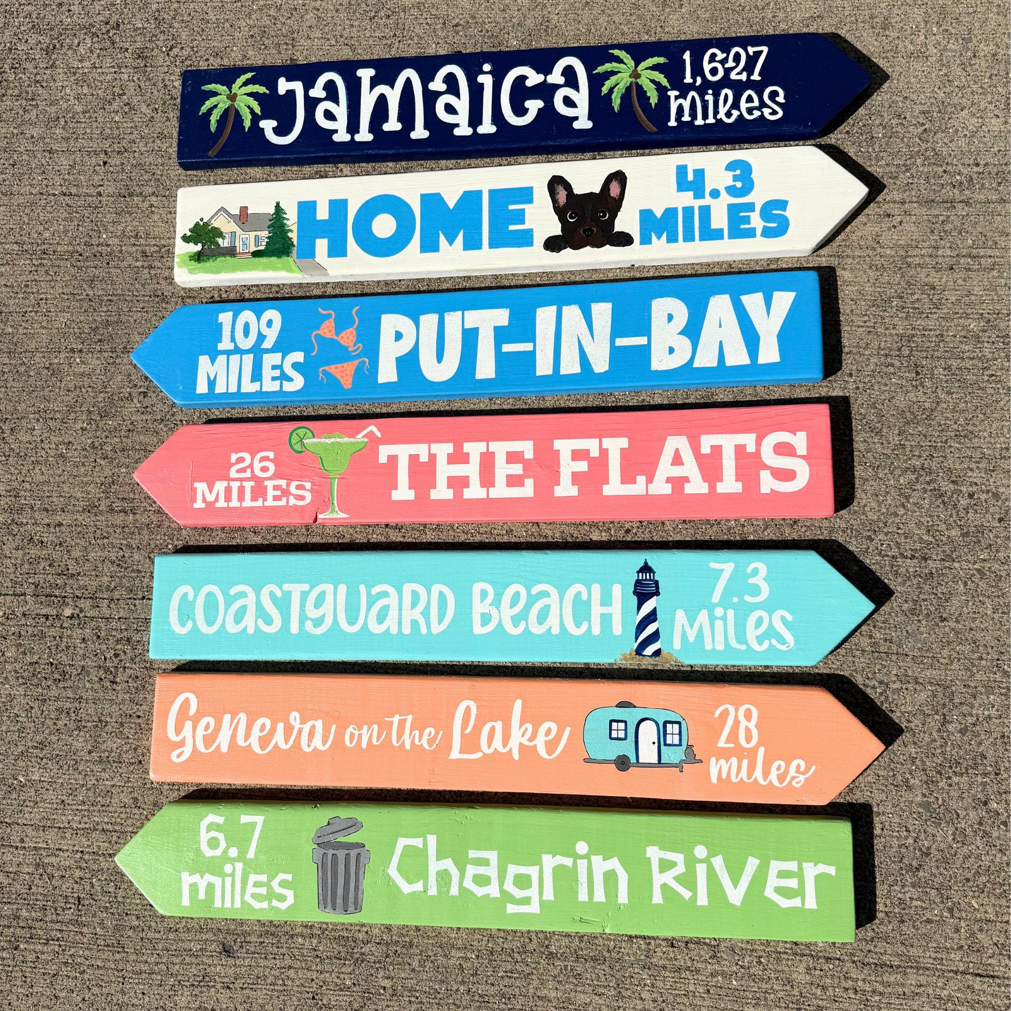 Custom Arrow Sign, Wooden, Mileage, Directional Signs, Hand Painted ...