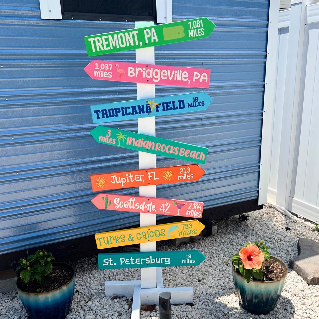 Custom Arrow Sign, Wooden, Mileage, Directional Signs, Hand Painted ...
