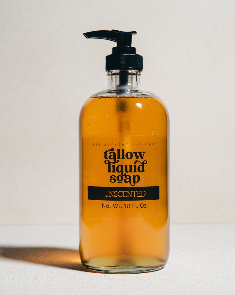 Tallow Liquid Soap - 100% Grass Fed, All Natural, Glass Pump Bottle ...
