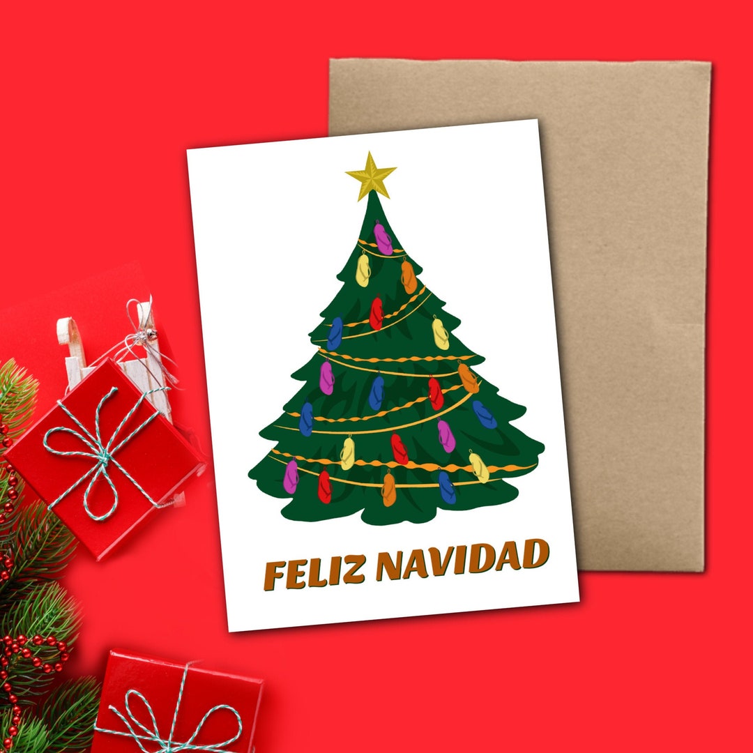 Feliz Navidad Chancla Christmas Tree Holiday Greeting Card - Etsy UK