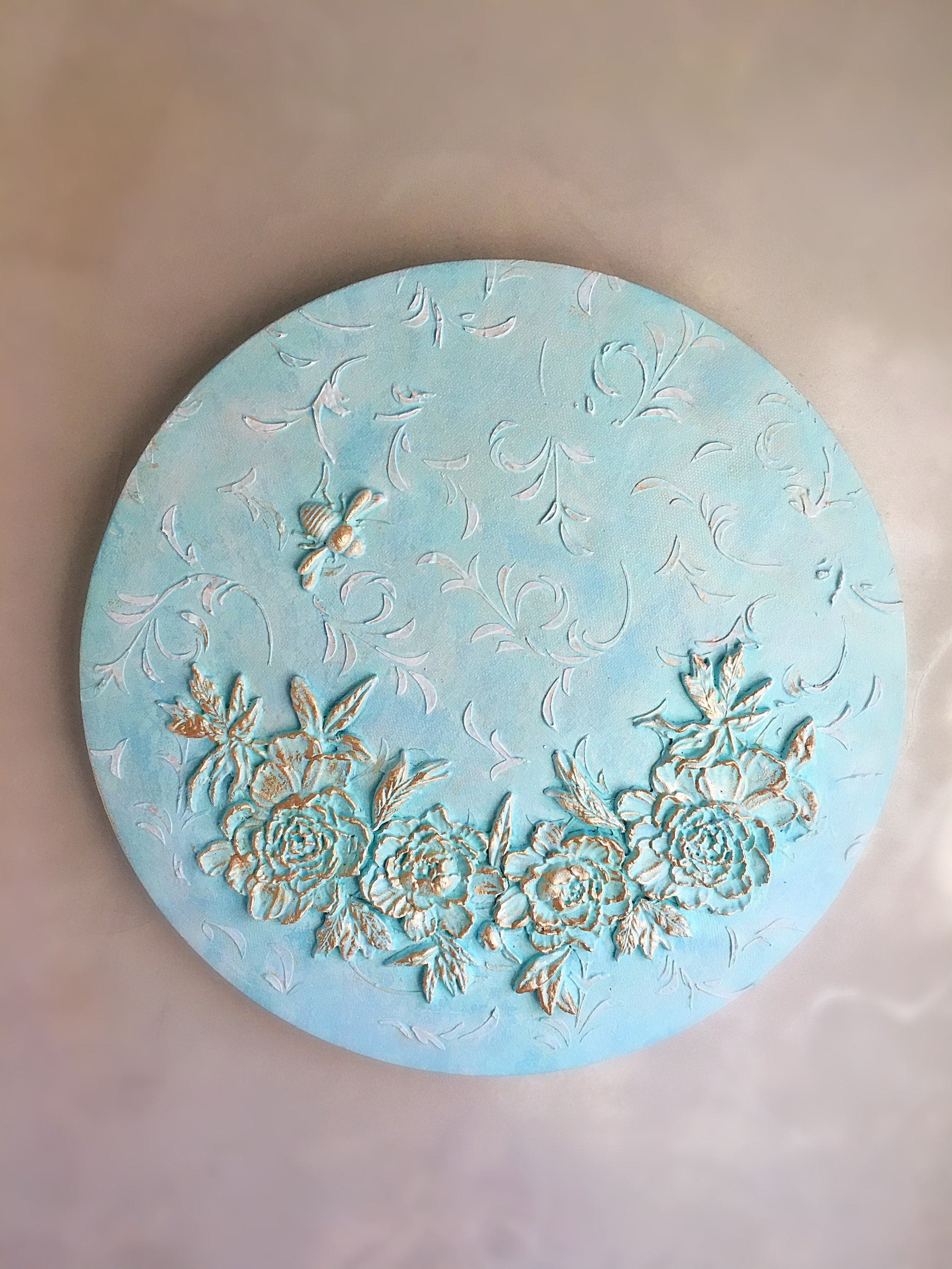 Floral Sculpture Wall Decor, Moulds Flower Decorations, 3D Painting ...