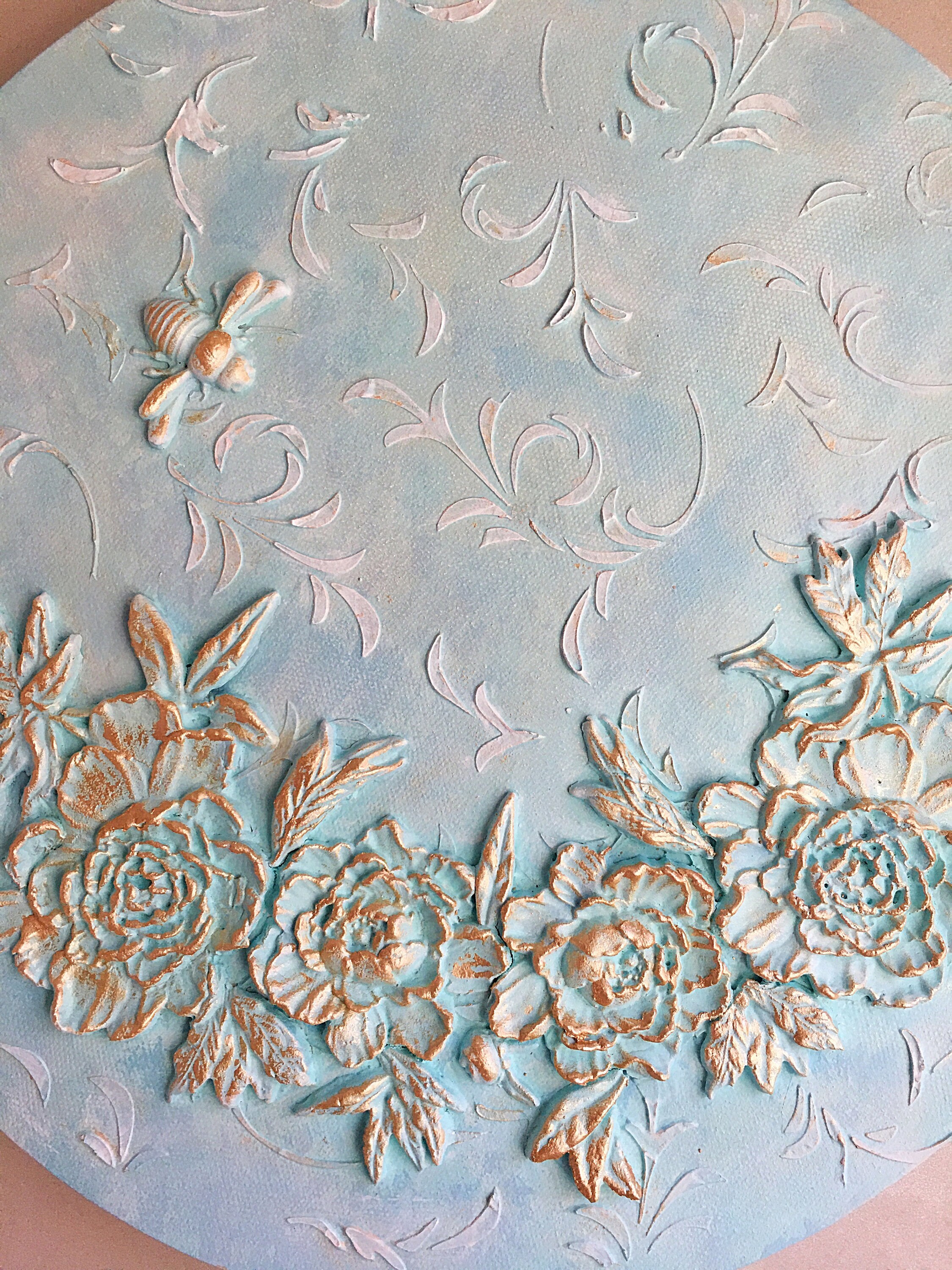 Floral Sculpture Wall Decor, Moulds Flower Decorations, 3D Painting ...