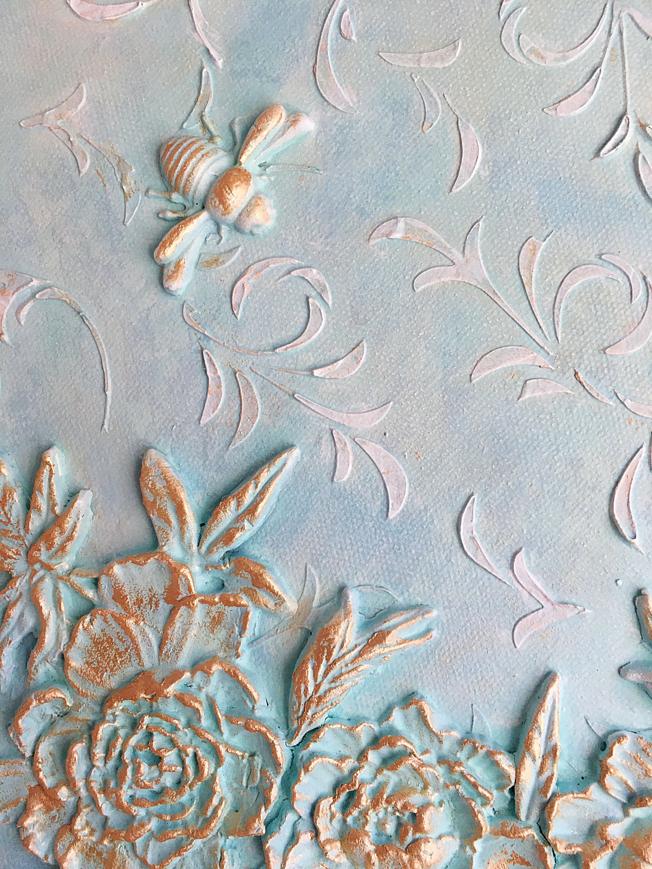 Floral Sculpture Wall Decor, Moulds Flower Decorations, 3D Painting ...