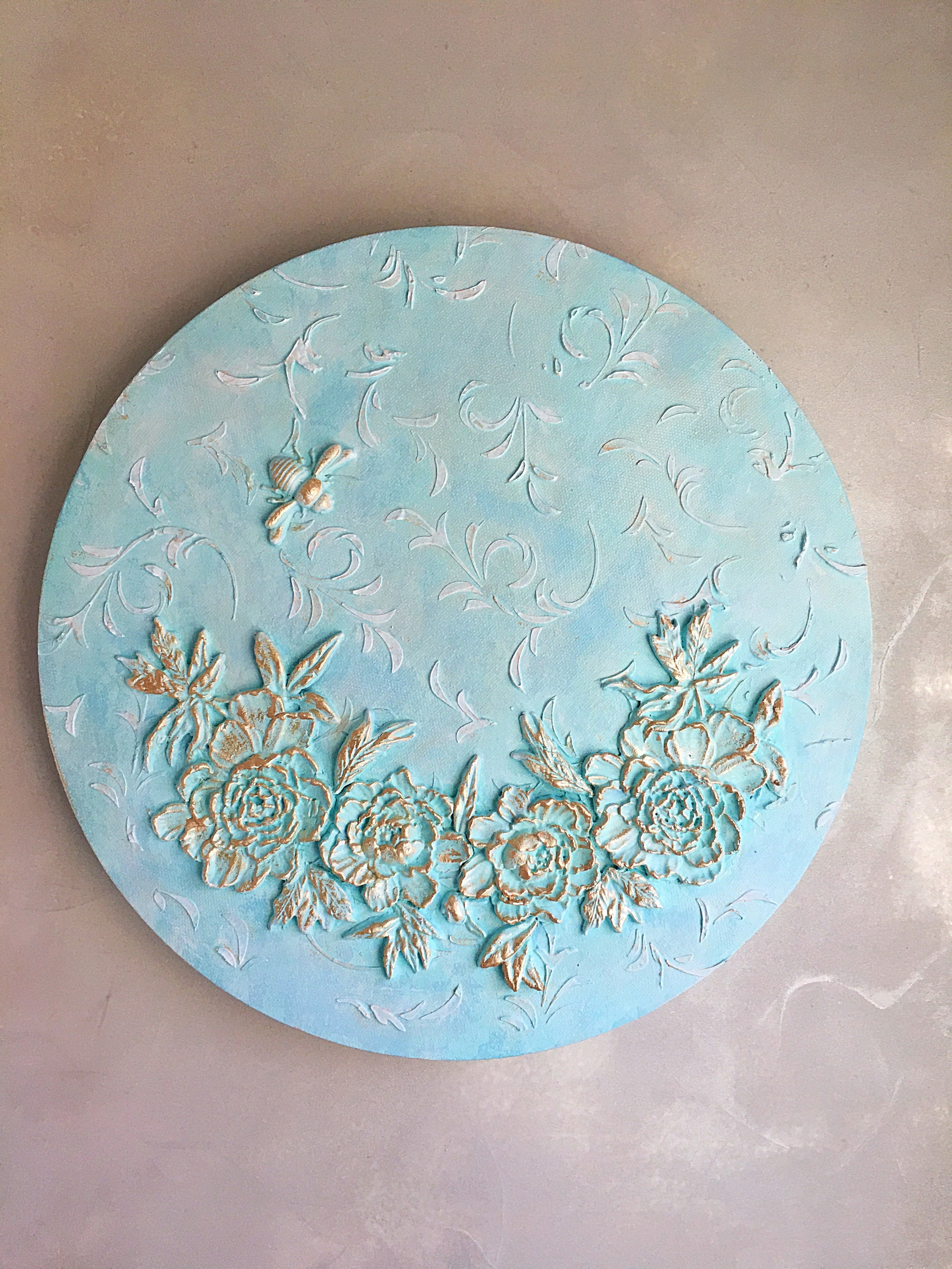 Floral Sculpture Wall Decor, Moulds Flower Decorations, 3D Painting ...