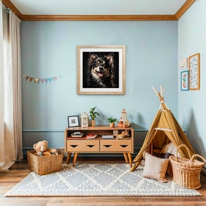 Pomsky Dog Art, Instant Download, Pomsky Portrait, Happy Dog Home Decor ...