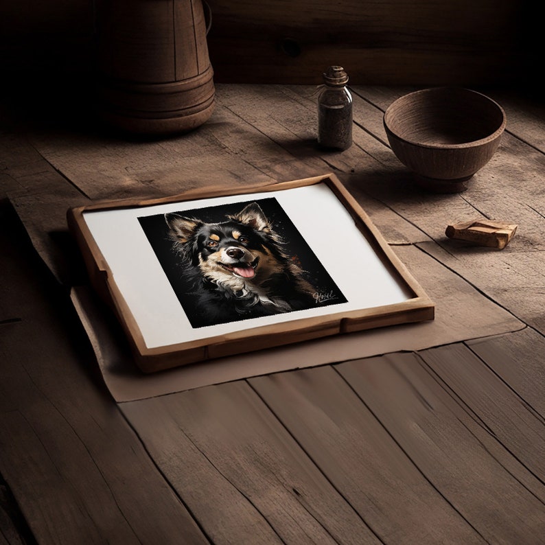 Pomsky Dog Art, Instant Download, Pomsky Portrait, Happy Dog Home Decor ...