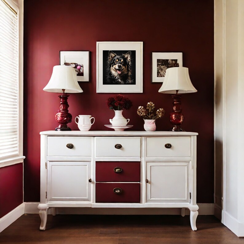 Pomsky Dog Art, Instant Download, Pomsky Portrait, Happy Dog Home Decor ...