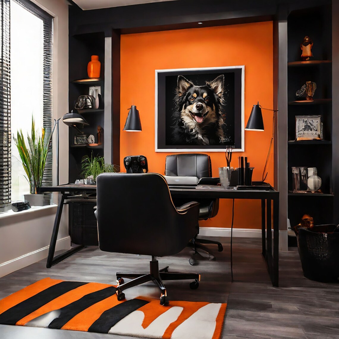 Pomsky Dog Art, Instant Download, Pomsky Portrait, Happy Dog Home Decor ...