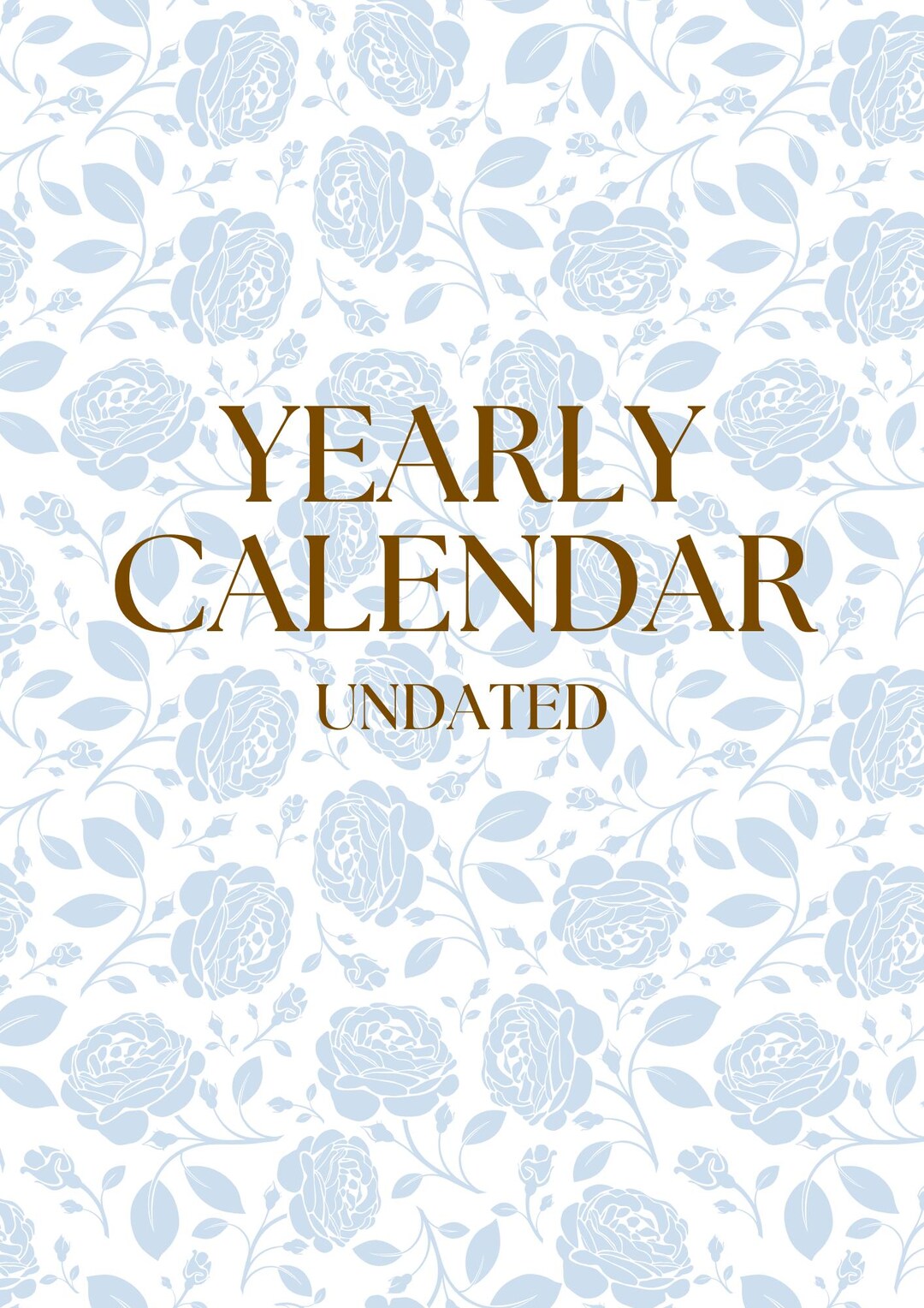 Undated Yearly Calendar Template – Minimalist Annual Planner ...