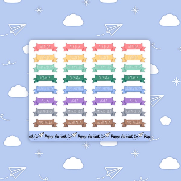 Continent Stickers - Etsy