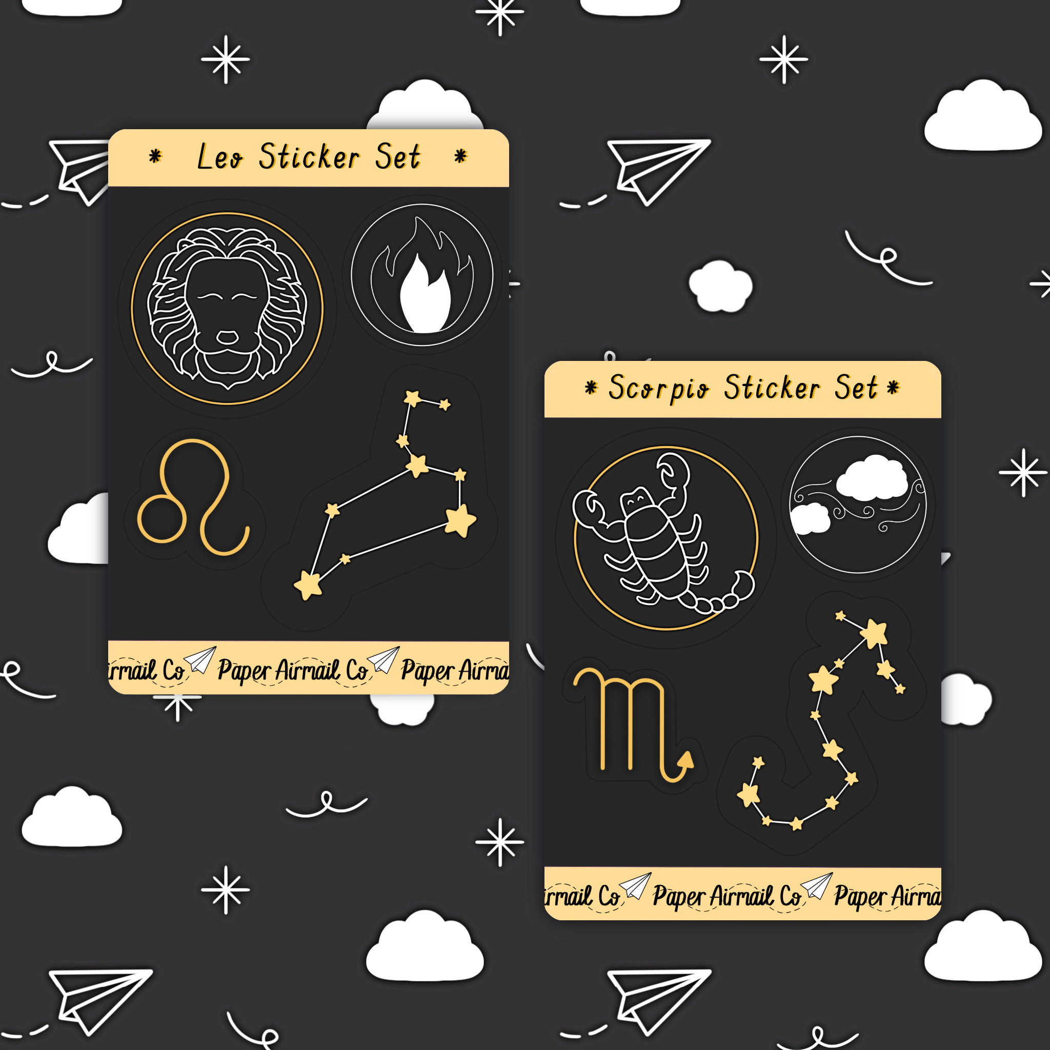 Star Sign Astrology Astrological Zodiac Sign Vinyl Sticker Set - Etsy