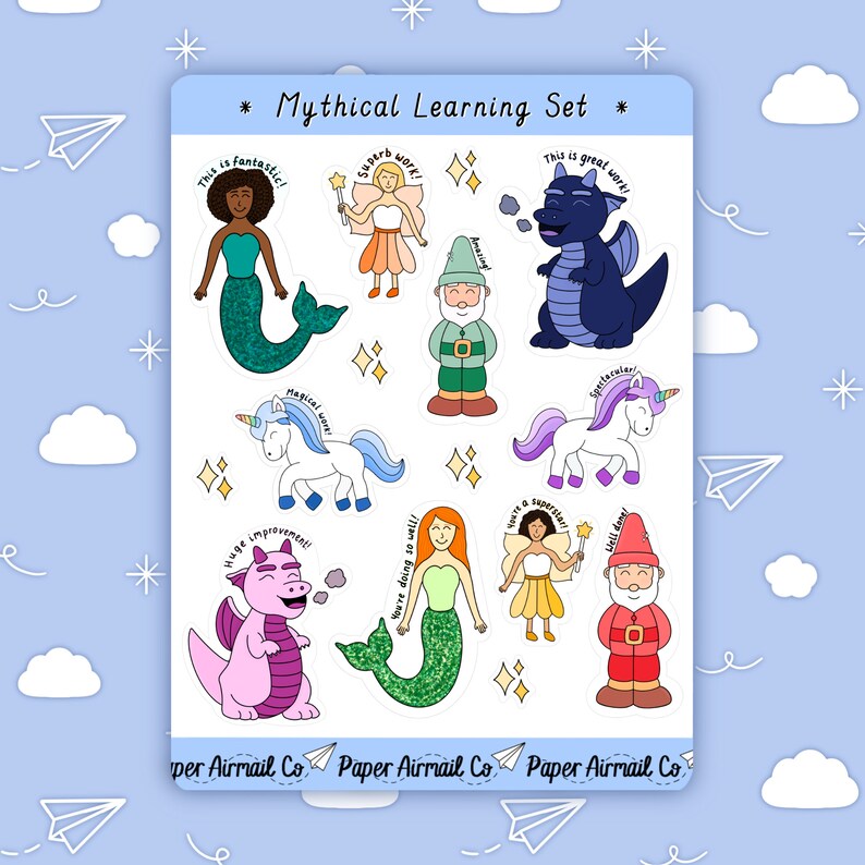 Mythical Creatures Learning Stickers for Kids Parents and - Etsy 日本
