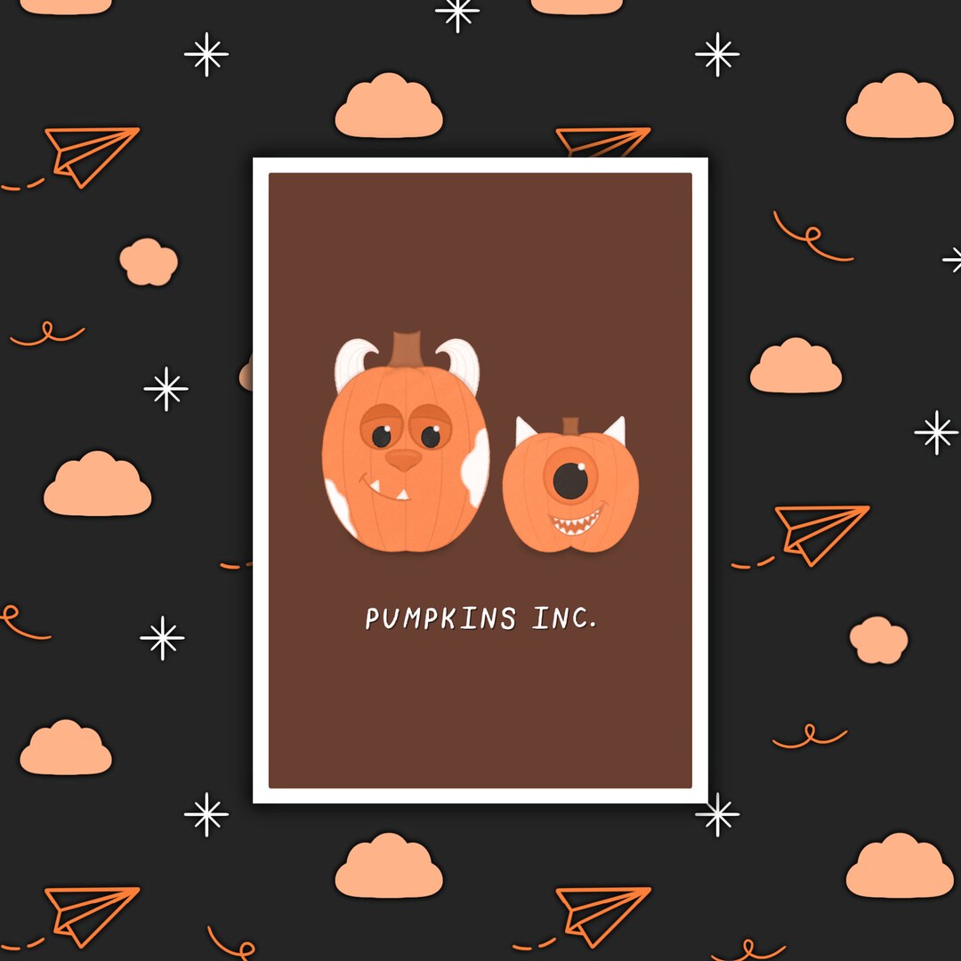 Monsters Inc. Mike and Sully Inspired Pumpkin Art Print - Etsy