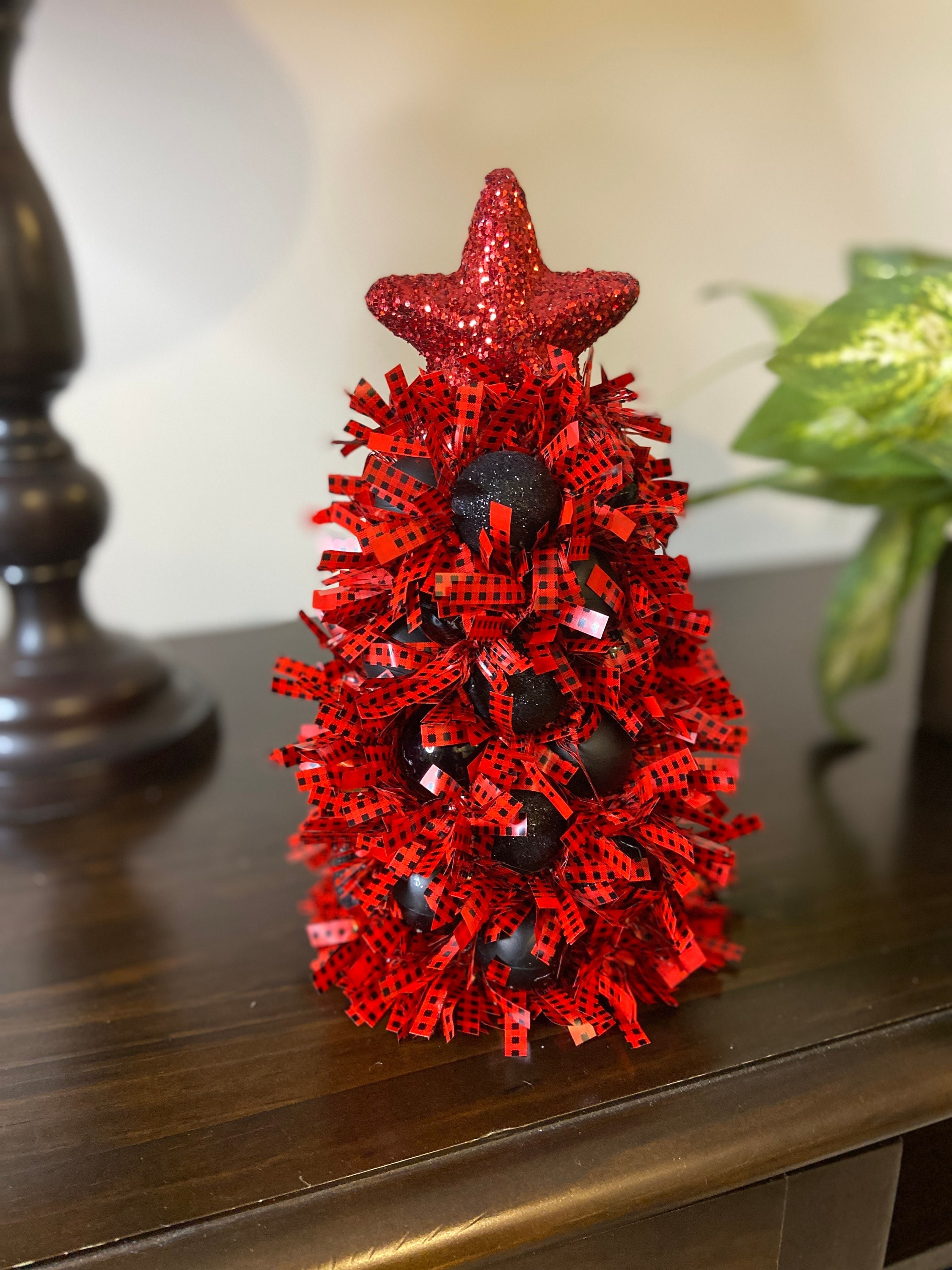 Tabletop Tree, Red Tabletop Tree, Black Ornament Tree,black Centerpiece ...