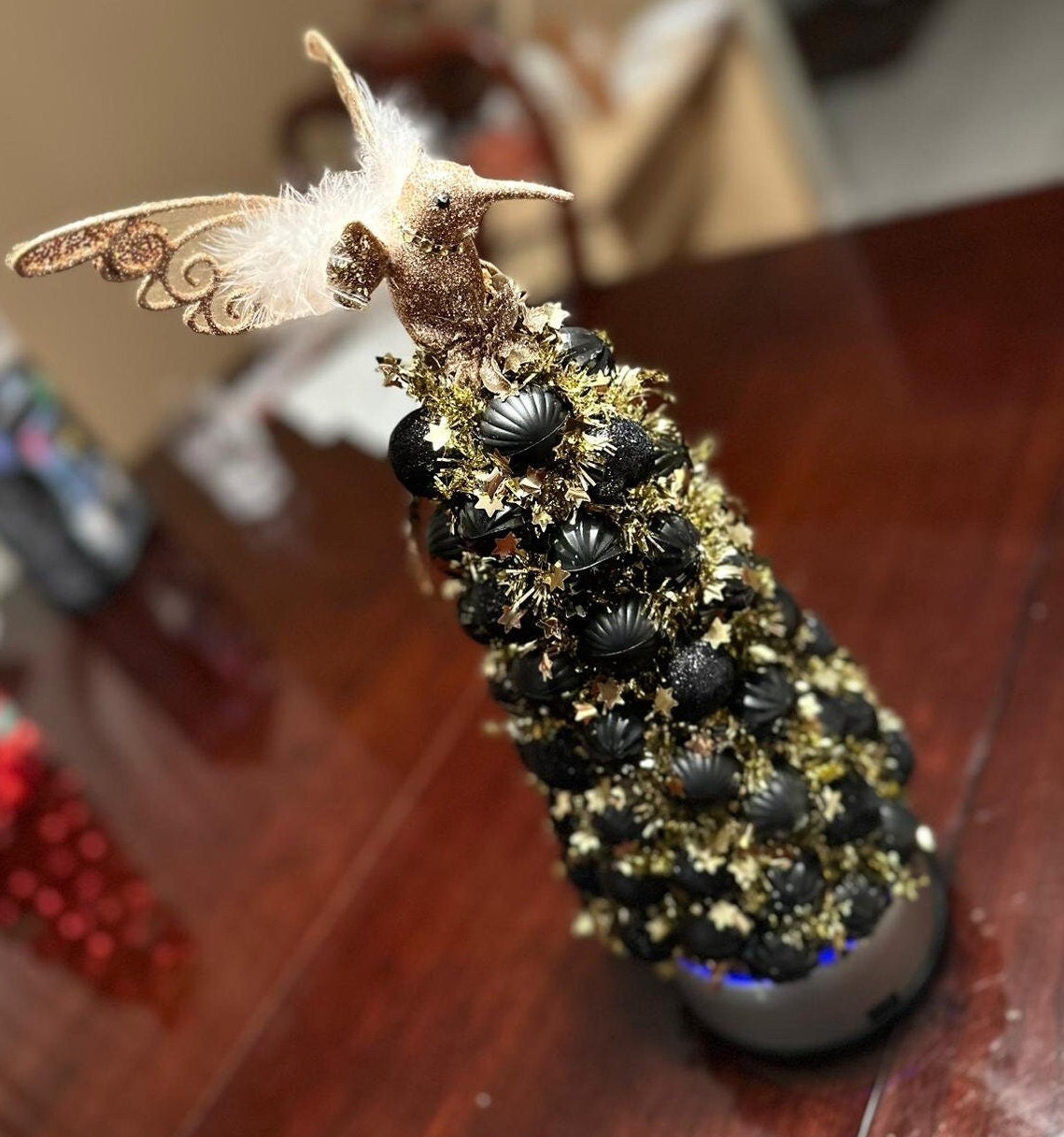 Mini Ornament Tree, Black and Gold Ornament Tree, Black Mini Tree ...