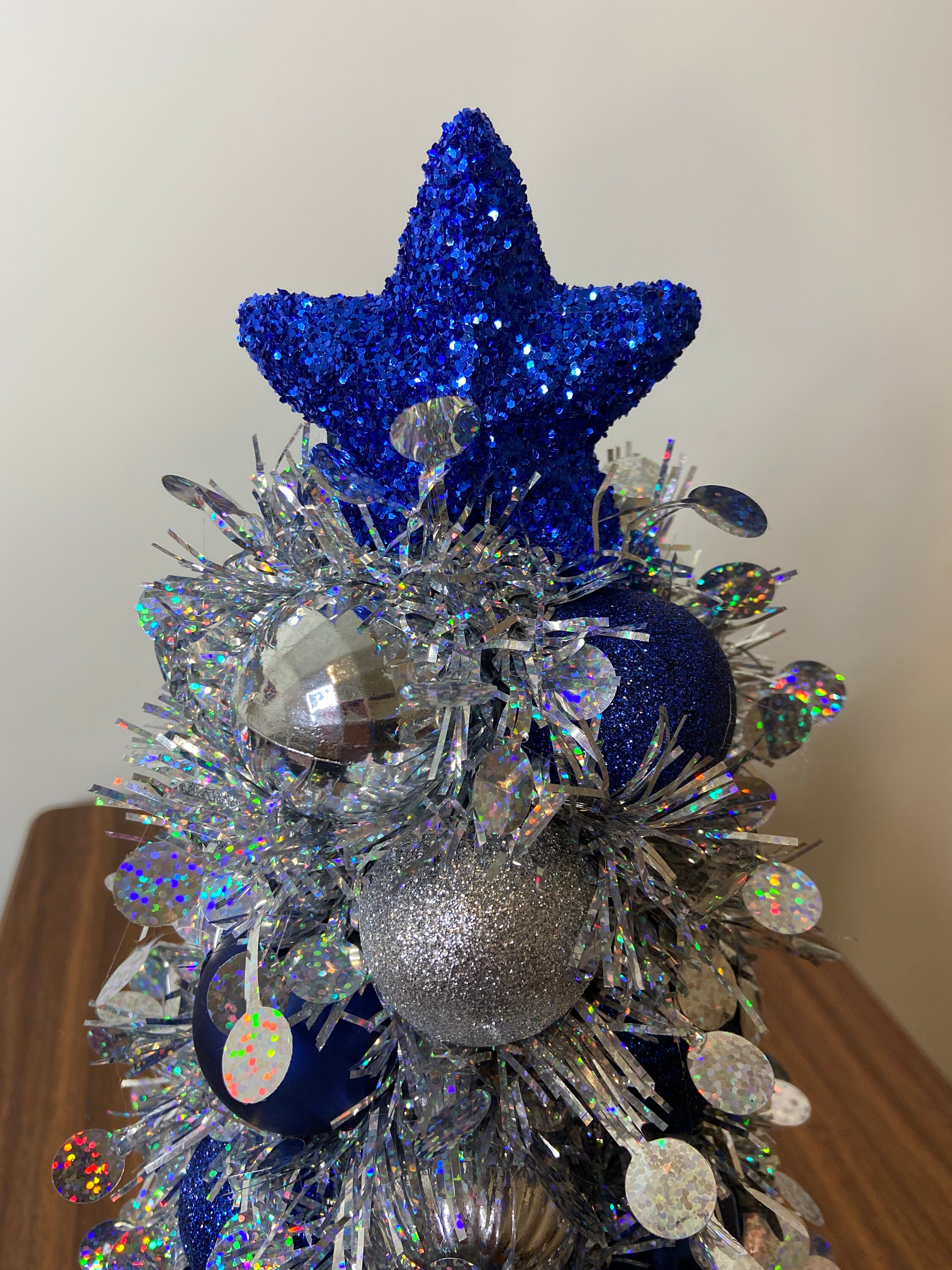 Blue Tabletop Tree, Silver Tabletop Tree, Tabletop Sparkle Tree,mini ...