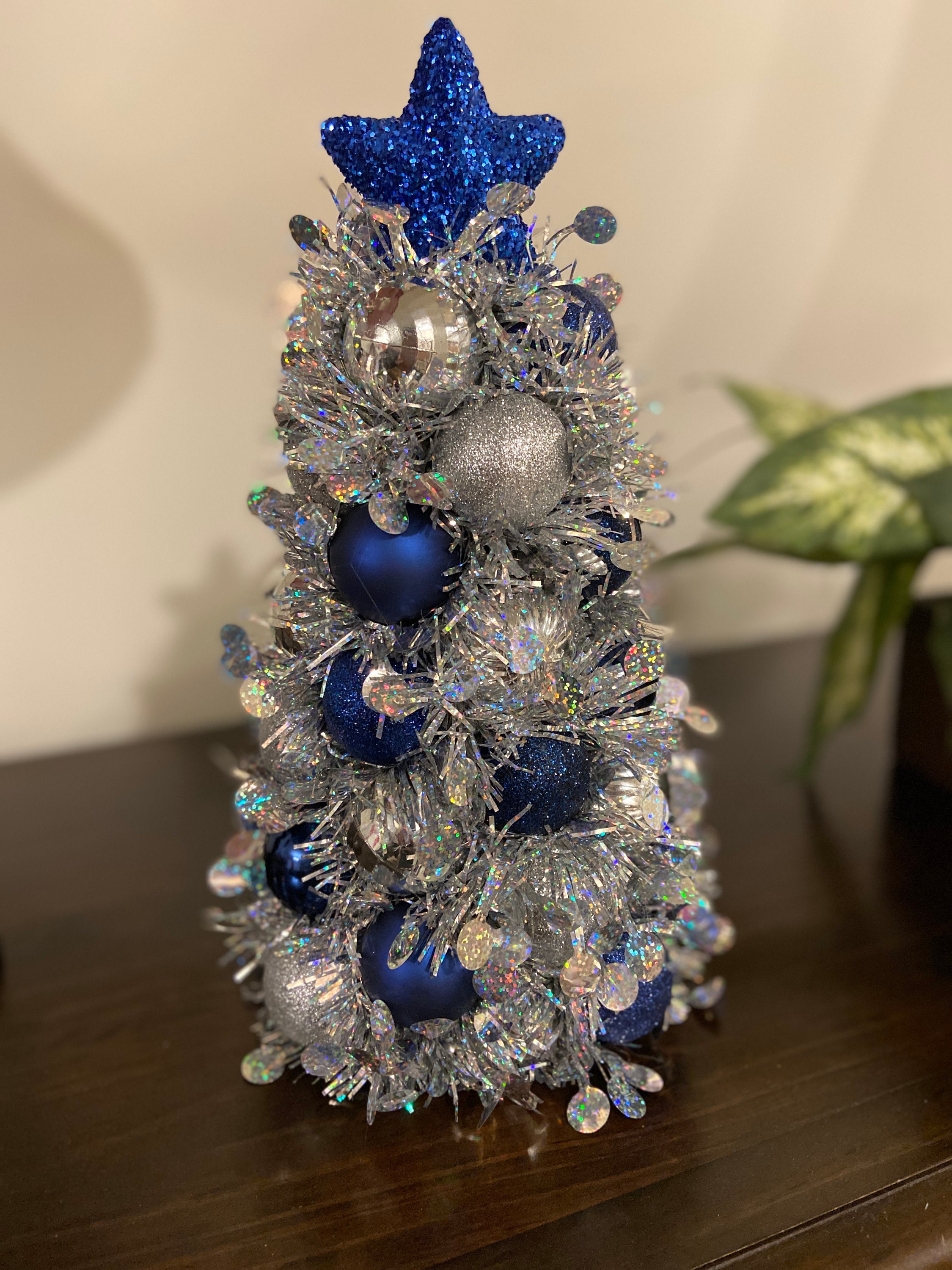 Blue Tabletop Tree, Silver Tabletop Tree, Tabletop Sparkle Tree,mini ...