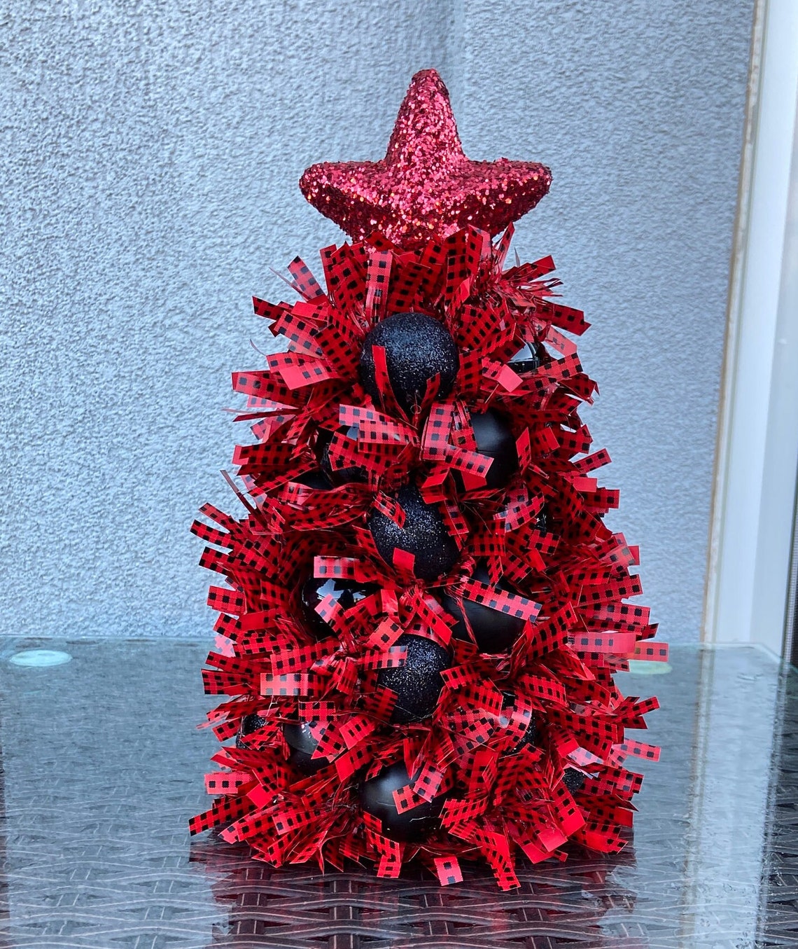 Tabletop Tree Red Tabletop Tree Black Ornament Treeblack - Etsy