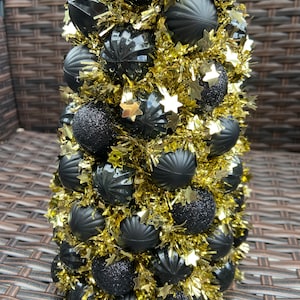 Mini Ornament Tree, Black and Gold Ornament Tree, Black Mini Tree ...