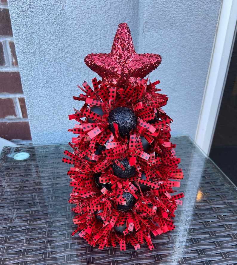 Tabletop Tree, Red Tabletop Tree, Black Ornament Tree,black Centerpiece ...