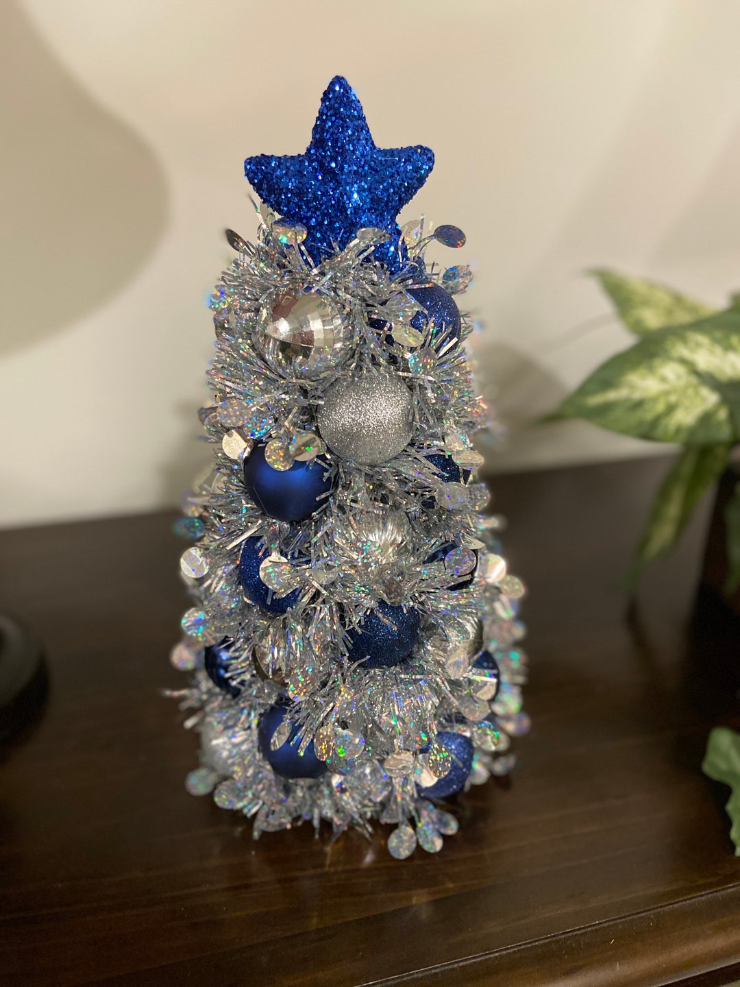 Blue Tabletop Tree, Silver Tabletop Tree, Tabletop Sparkle Tree,mini ...