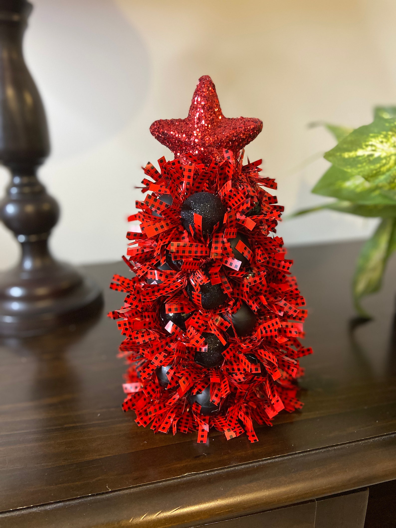 Tabletop Tree, Red Tabletop Tree, Black Ornament Tree,black Centerpiece ...