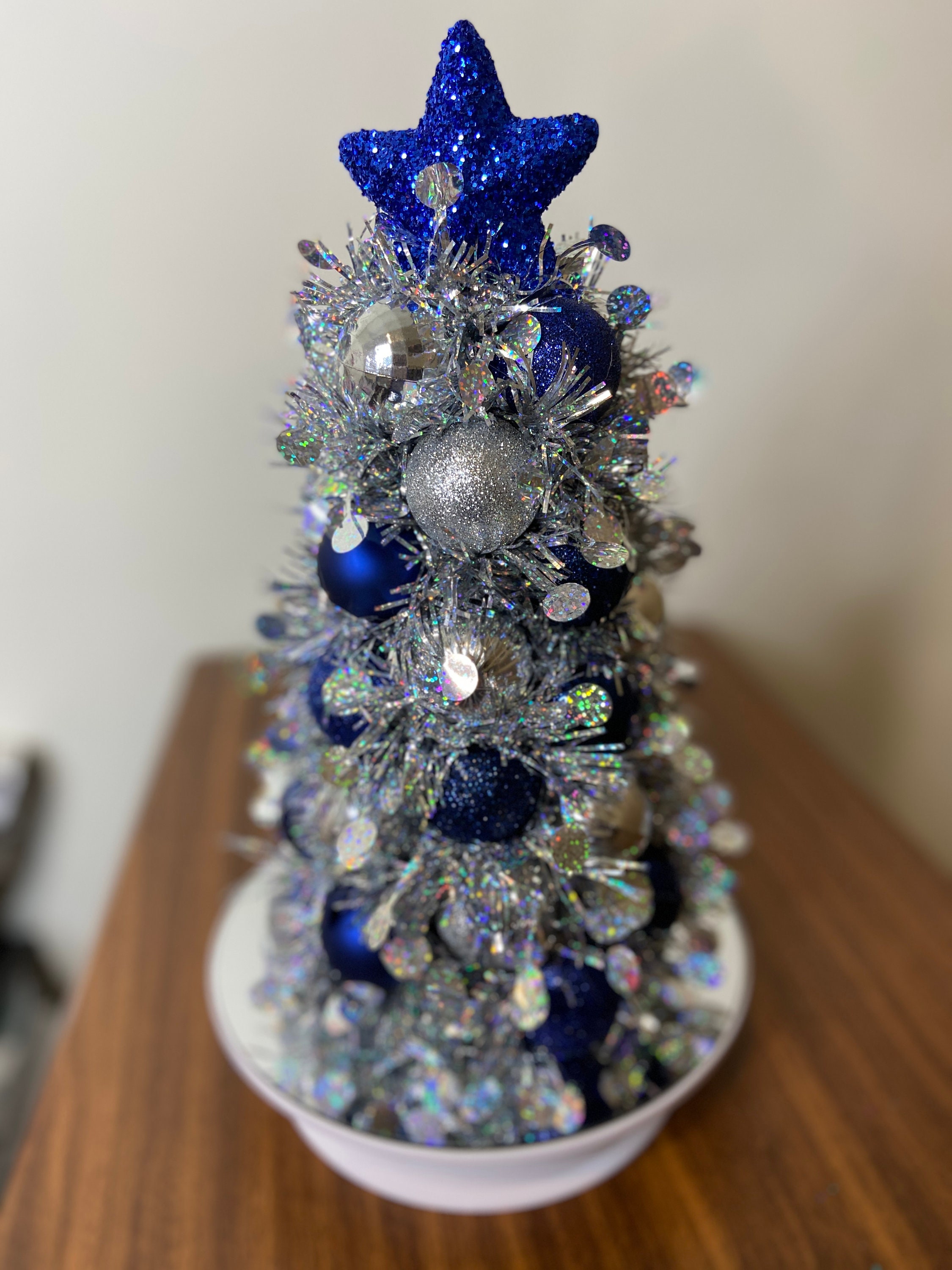 Blue Tabletop Tree, Silver Tabletop Tree, Tabletop Sparkle Tree,mini ...
