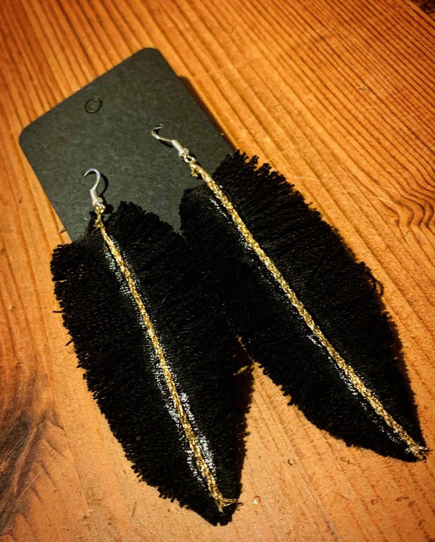 Upcycled Denim Feather Earrings - Etsy