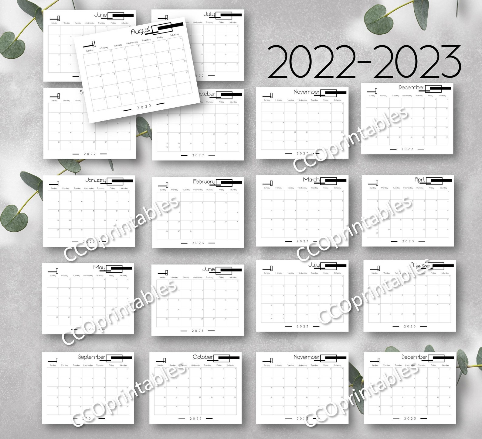 2022, 2023 Printable Calendars | Monthly Calendar Letter, A4 | Digital ...