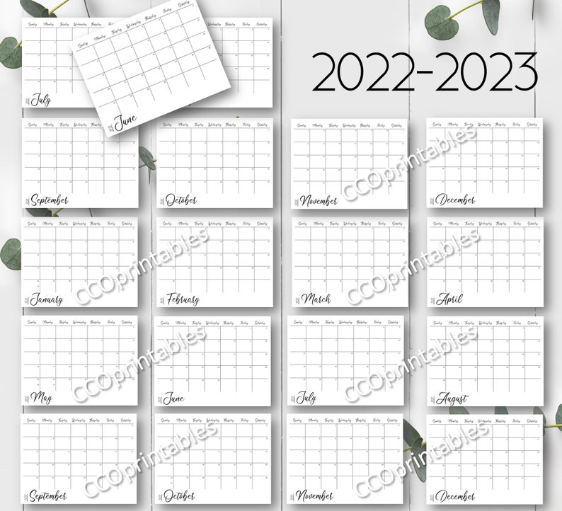 2022, 2023 Printable Calendars | Monthly Calendar Letter, A4 | Digital ...