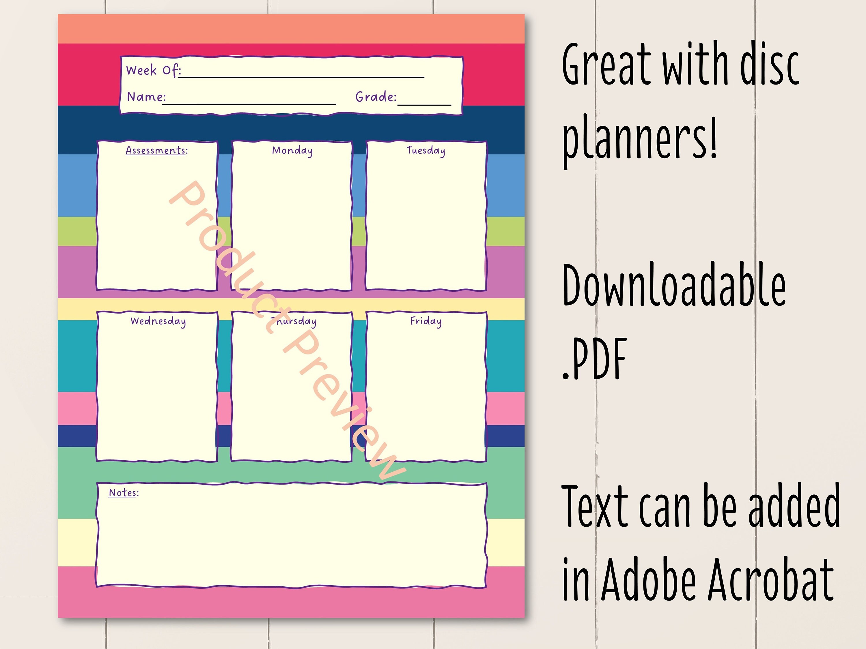 Weekly Lesson Plan Template | Teacher Lesson Planner - Etsy