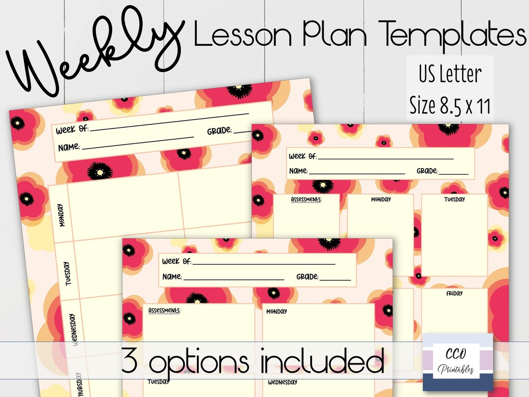 Weekly Lesson Plan Template | Teacher Lesson Planner - Etsy