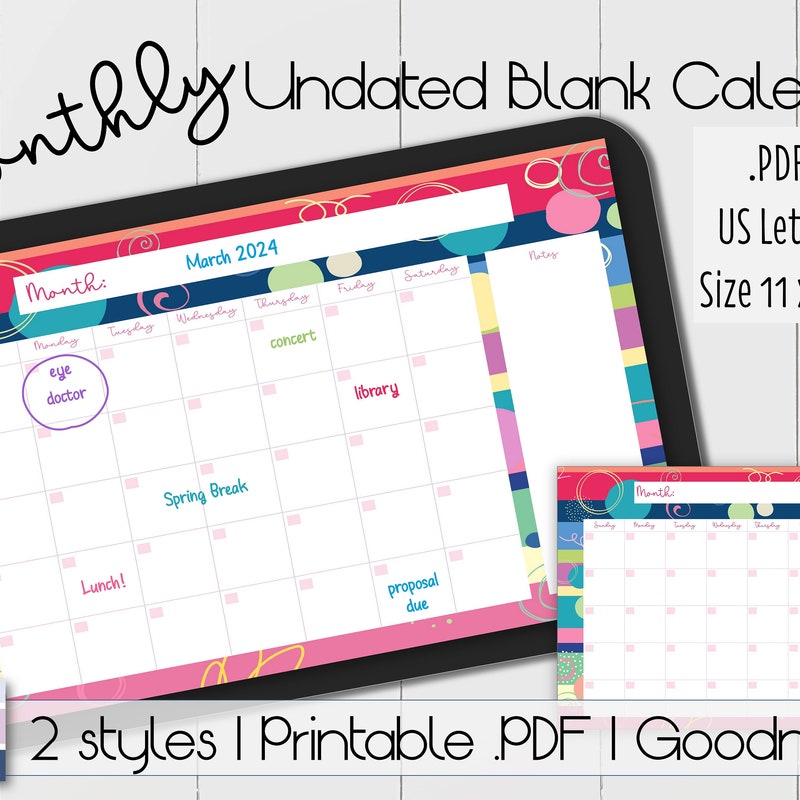 Colorful Calendar - Etsy