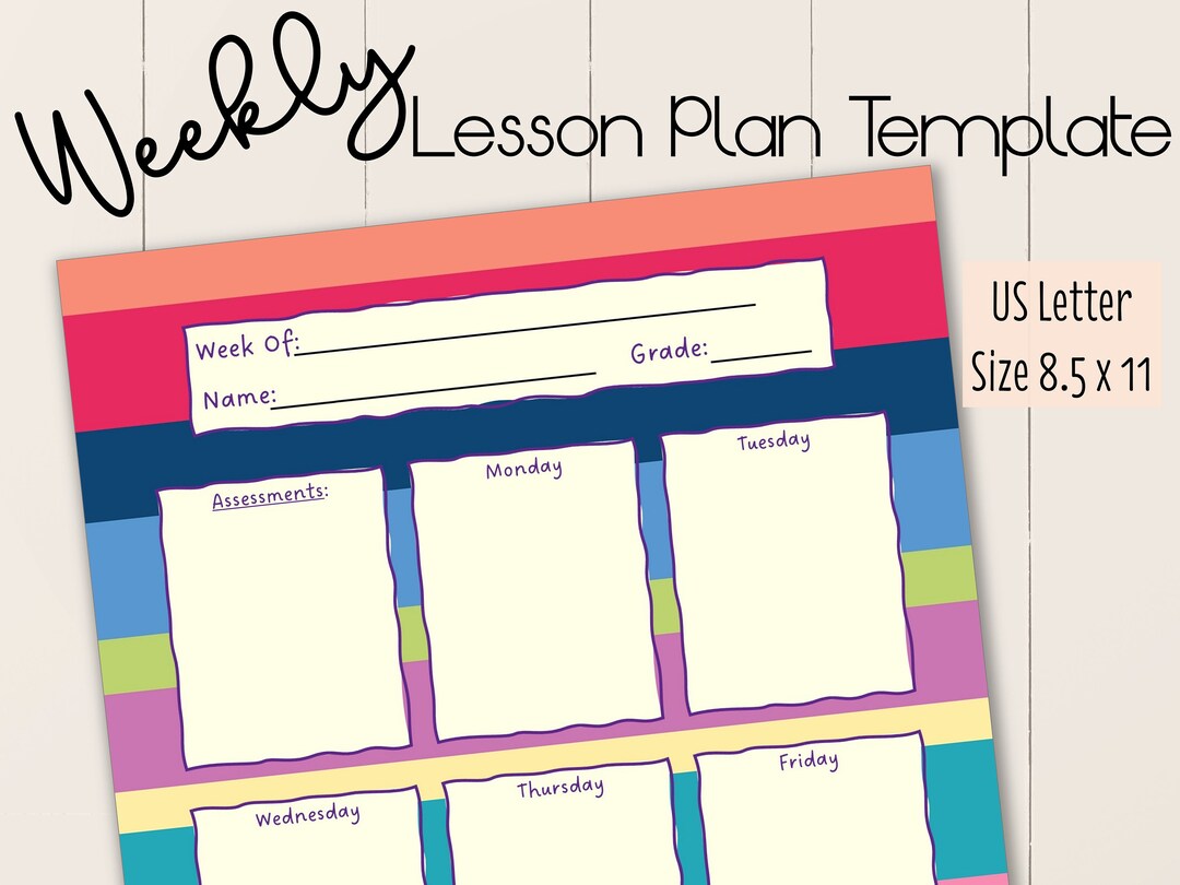 Weekly Lesson Plan Template | Teacher Lesson Planner - Etsy