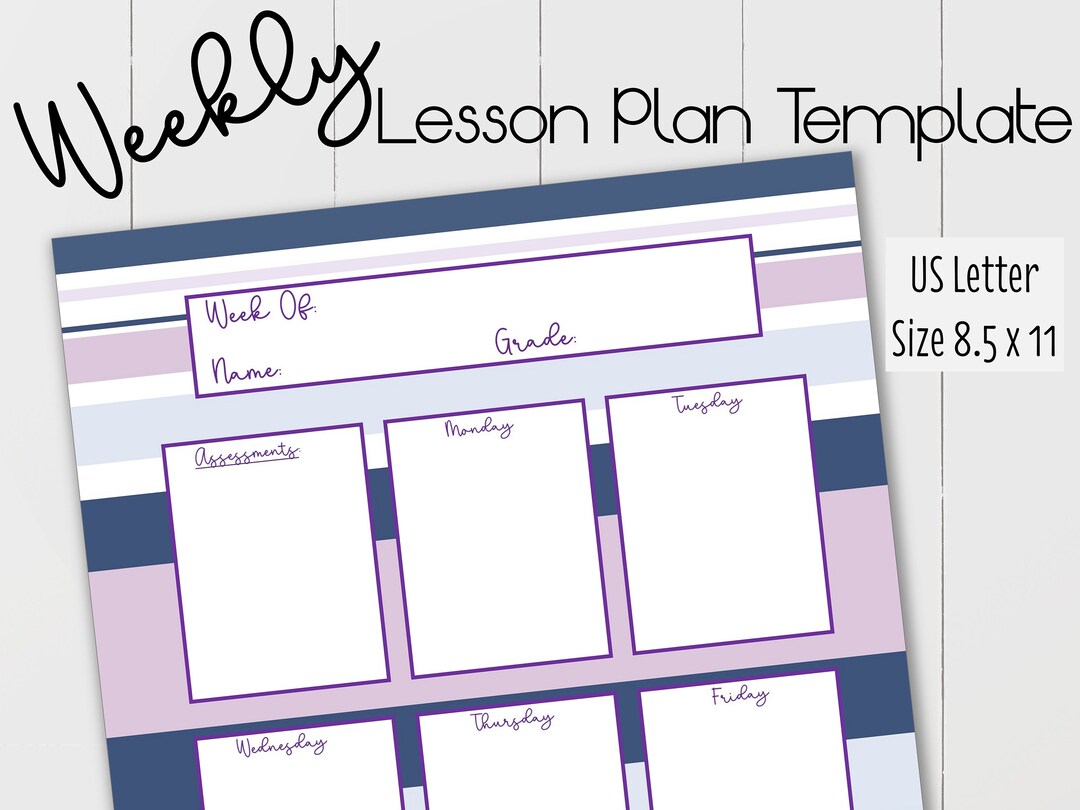 Weekly Lesson Plan Template | Teacher Lesson Planner - Etsy