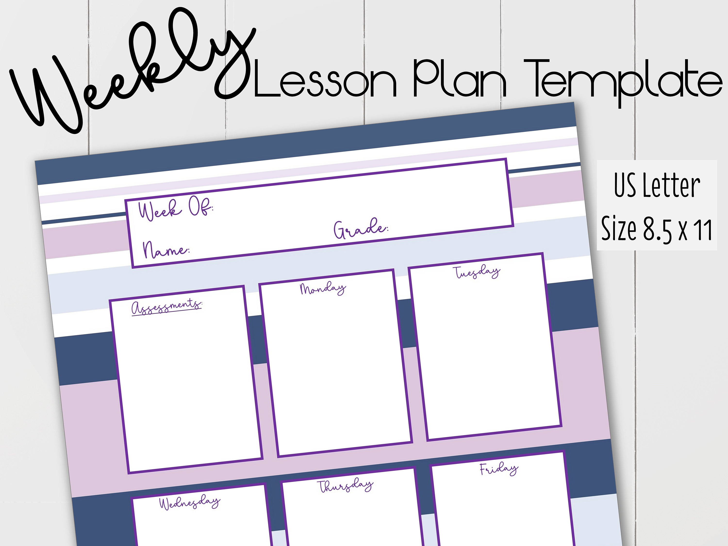 Weekly Lesson Plan Template Teacher Lesson Planner - Etsy