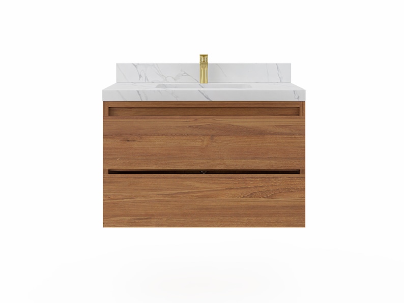 Madison Solid Floating Teak 36 In. W X 22 In. D Center Sink Bathroom ...