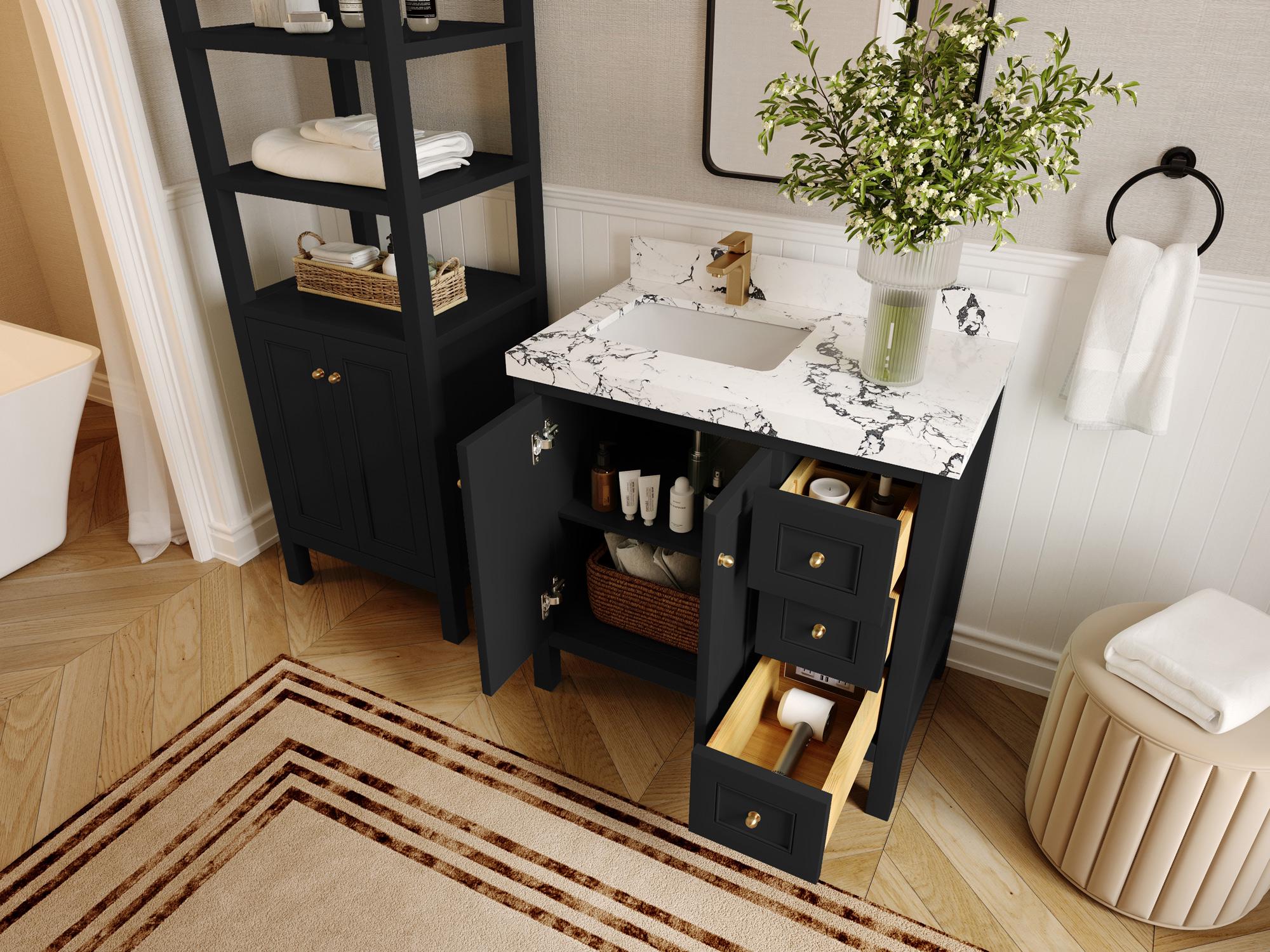 Nashville 36 in W X 22 in D Left Offset Sink Free Standing Bathroom ...