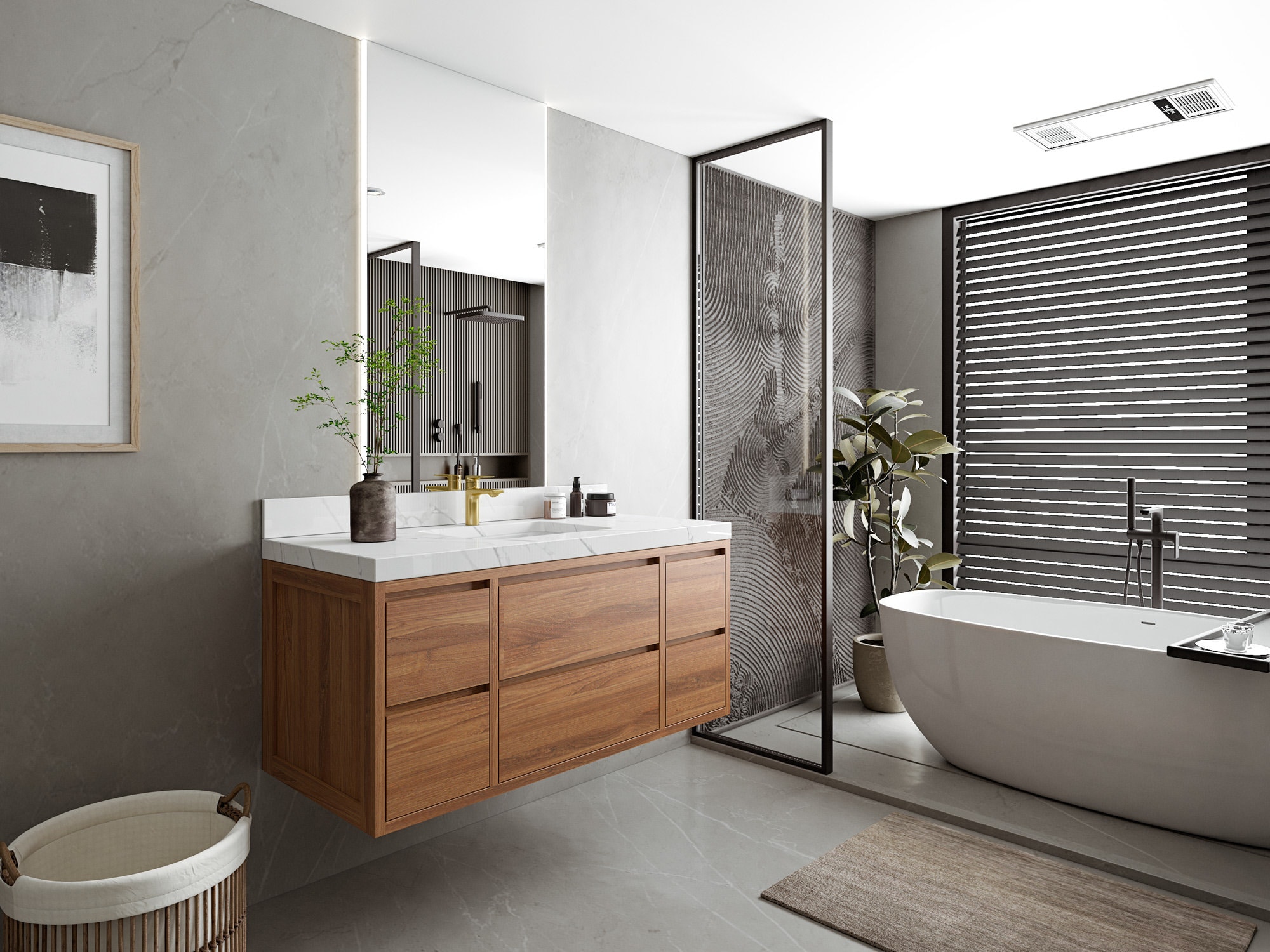 Madison Solid Floating Teak 48 In. W X 22 In. D Single Sink Bathroom ...