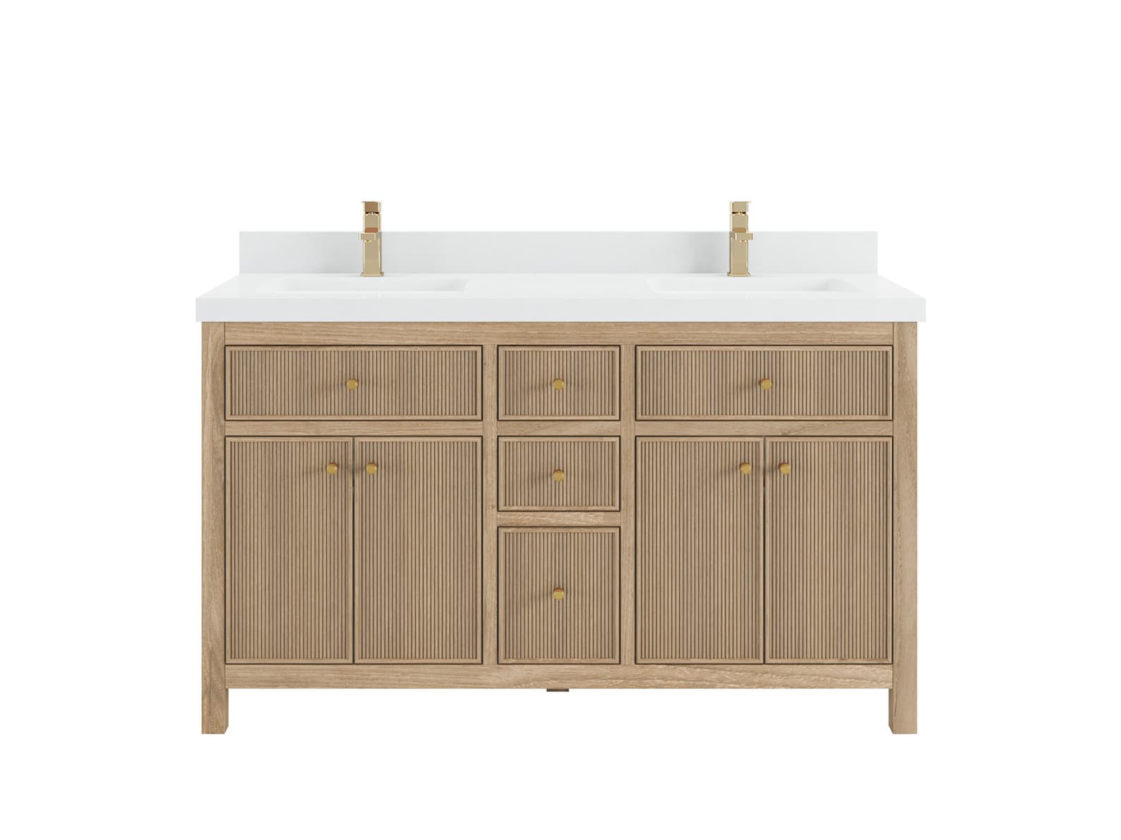 Sonoma Teak 60 In. W X 22 In. D Reeded Double Sink Bathroom Vanity in ...