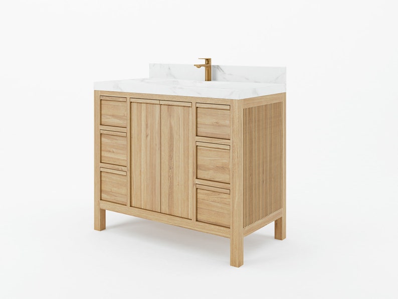 Elizabeth 42 In. W X 22 In. D Single Sink Fluted Design Bathroom Vanity ...