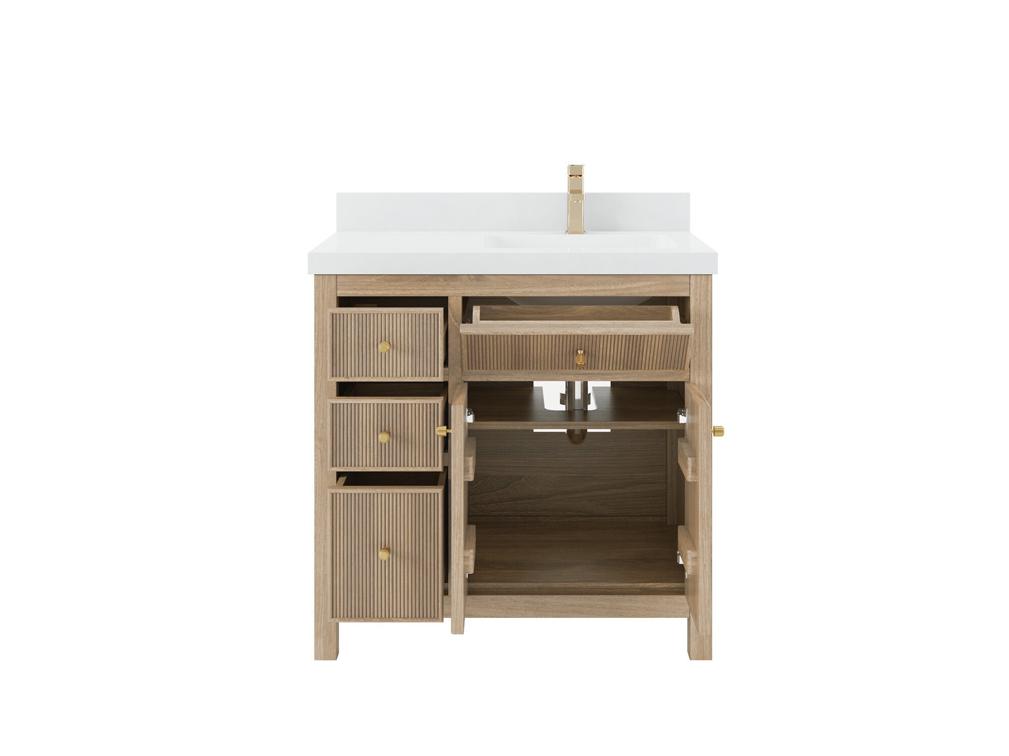 Sonoma Teak 36 In. W X 22 In. D Reeded Right Offset Sink in Light ...